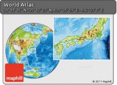uf Fancy physical location map of 34° 56′ 49″ N, 136° 4′ 29″ E. | Our ...